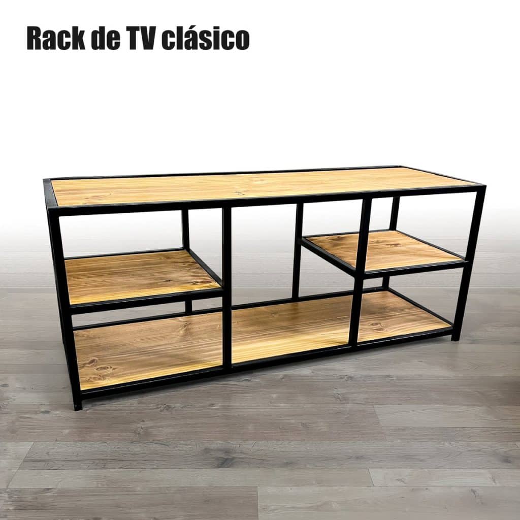 Rack funcional de hierro y madera - Rodelarte